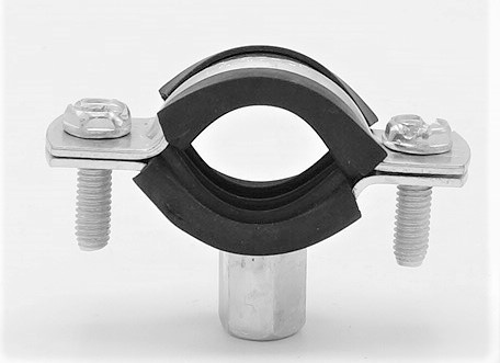Pipe Clamp with Rubber EPDM, two screw, M8/M10, galvanized | 1/2” 20-25 ...