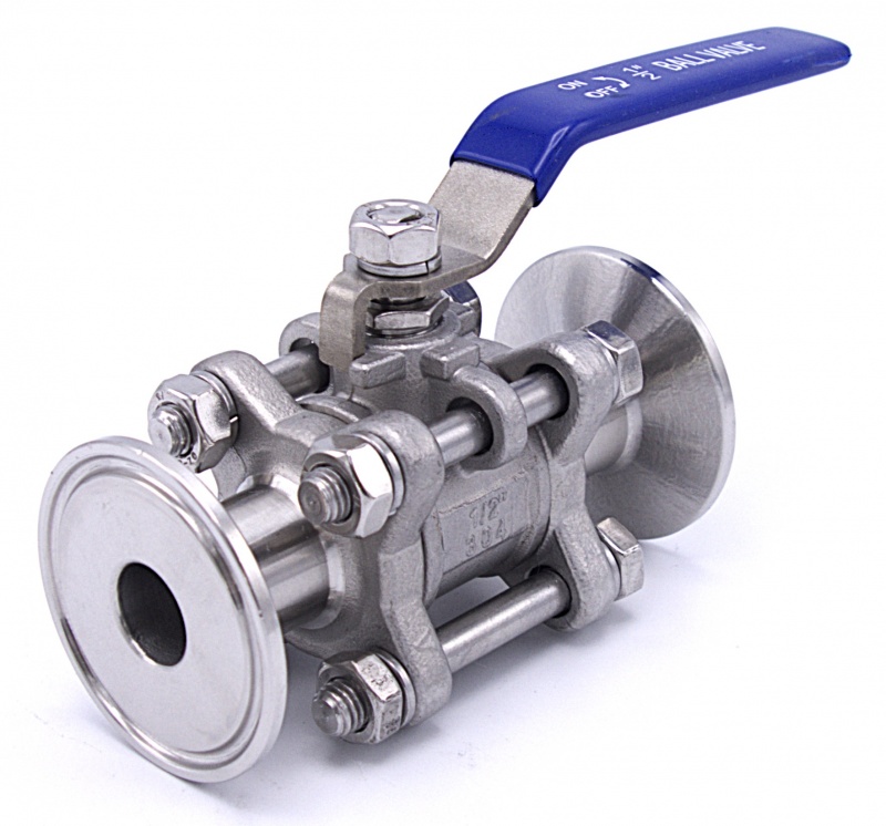 Stainless Steel Full Flow Ball Valve, 3-piece, CLAMP | DN15 (K50.5 ...