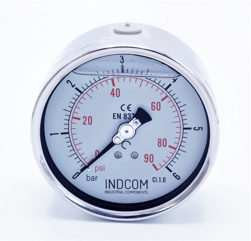 Stainless steel pressure gauges - the back (axial) connection, dial 100 ...